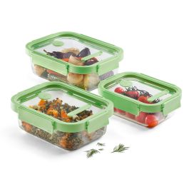 Set of 3 Rectangular Glass leakproof Containers 1520 ml, 1050ml, 640ml ...